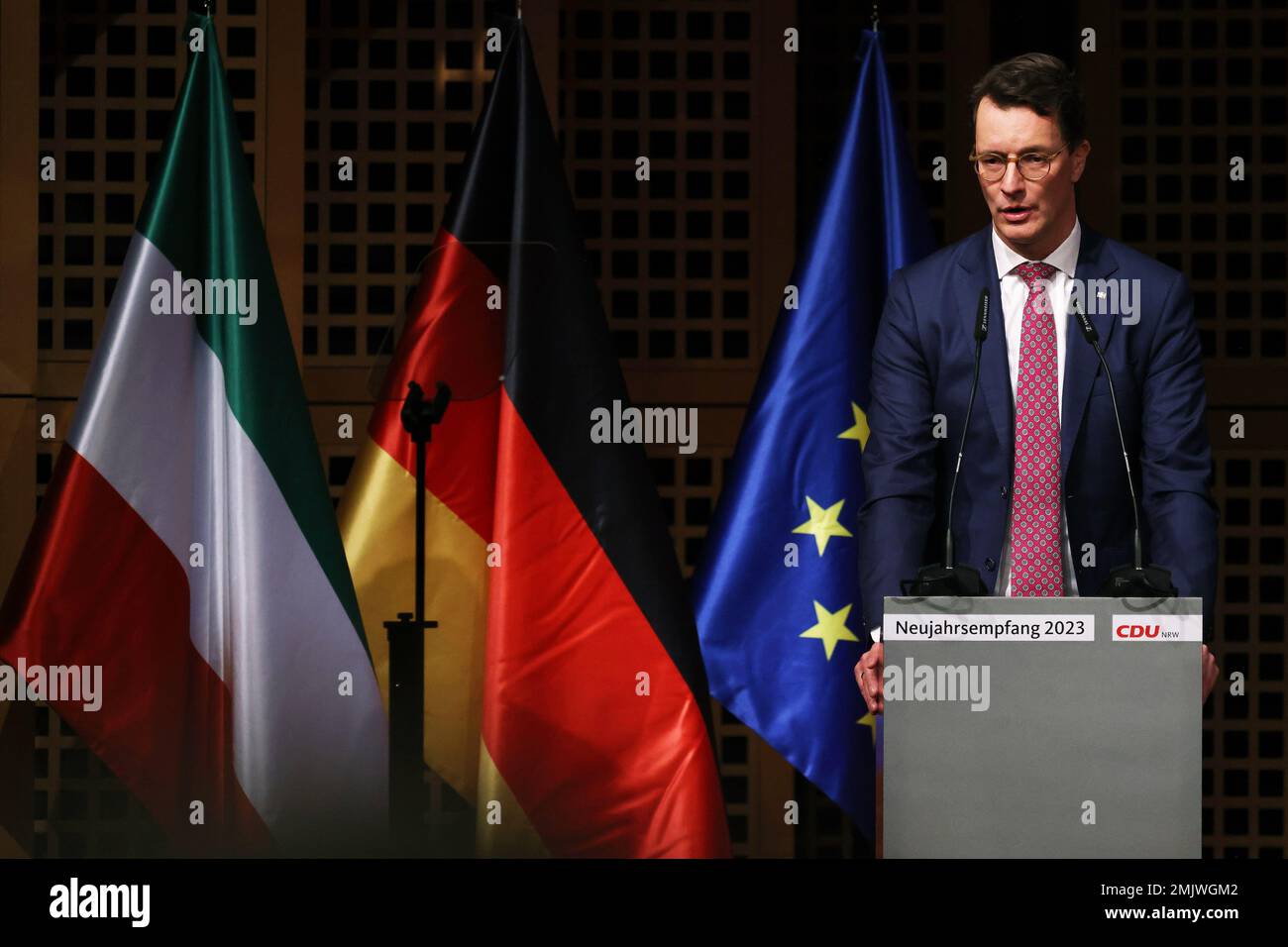 Düsseldorf, Deutschland. 28. Januar 2023. Der nordrhein-westfälische Ministerpräsident Hendrik ...