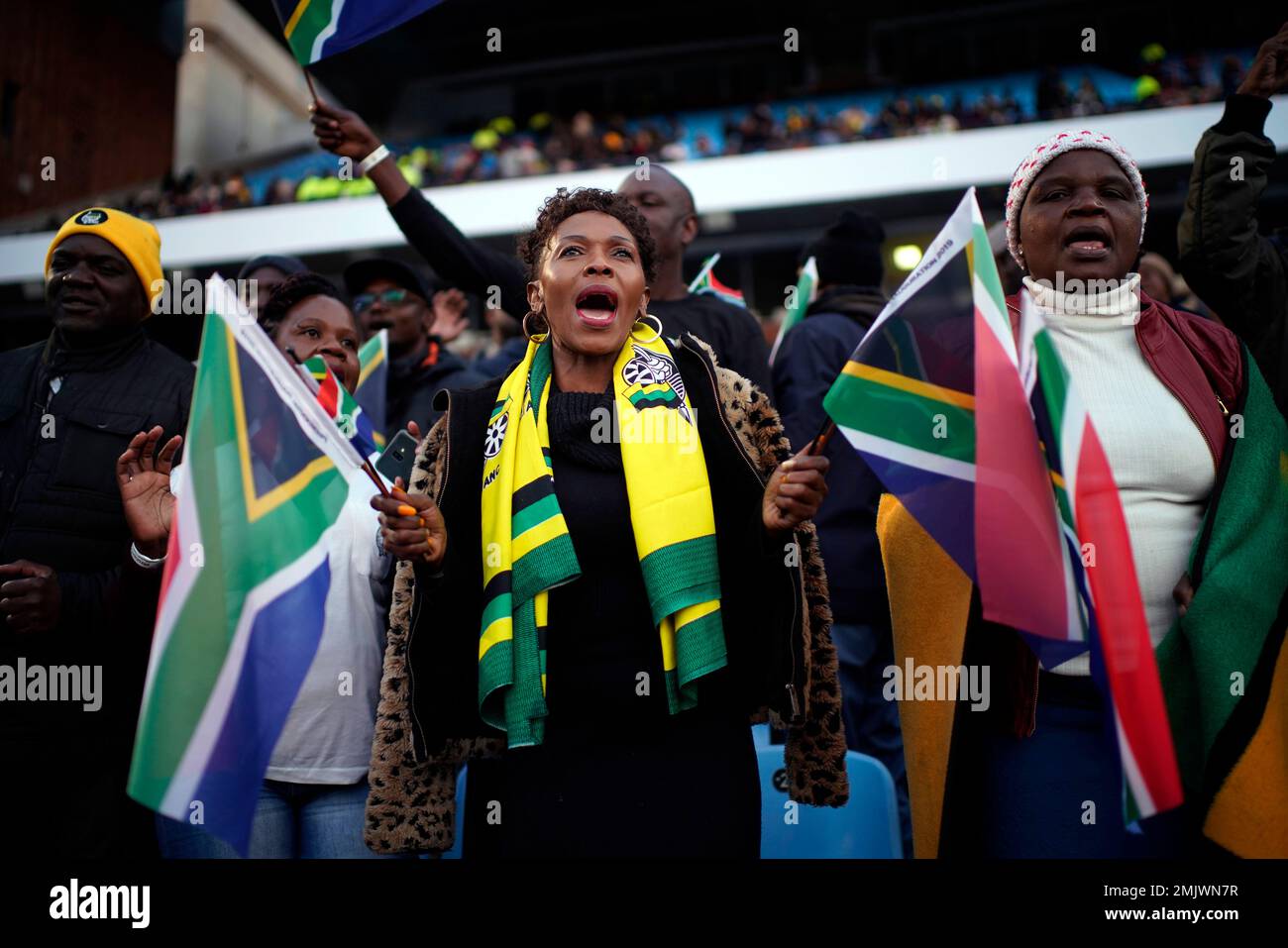 African National Congress party (ANC) supporters gather for the ...