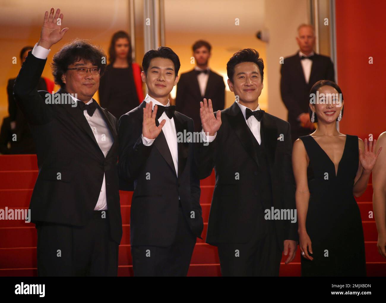 Director Bong Joon-ho, from left, actors Choi Woo-shik, Park So-dam and ...