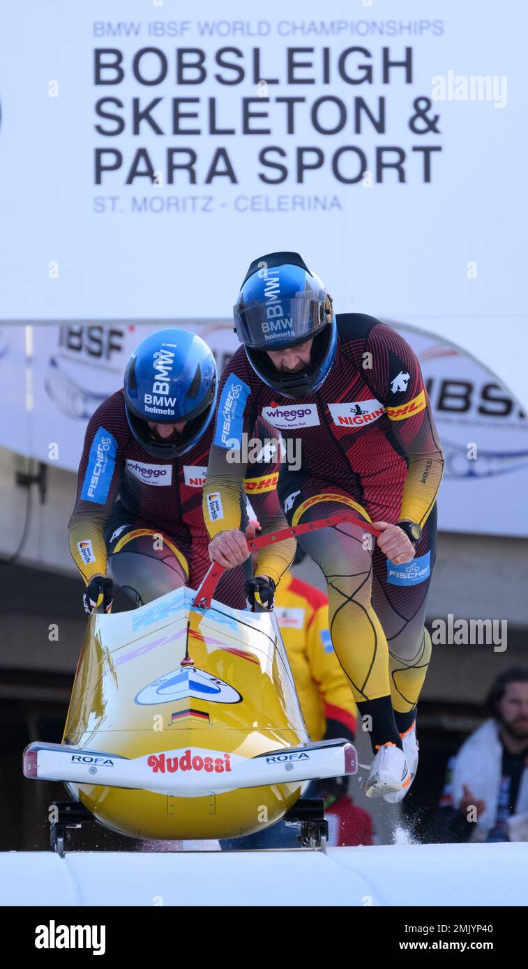 28 Januar 2023, Schweiz, St. Moritz: Bobschlitten, Weltmeisterschaft ...