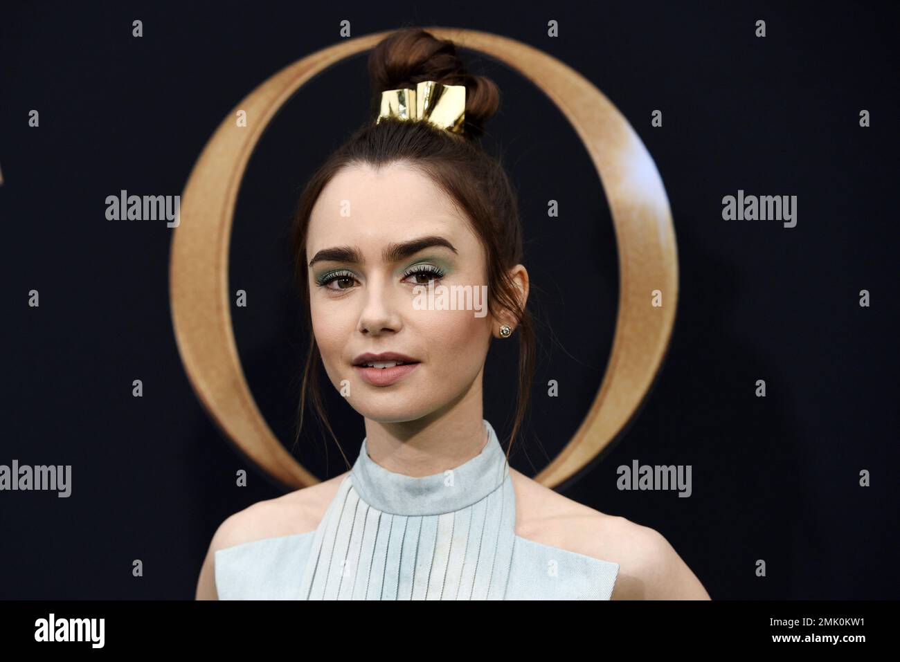 Lily Collins, a cast member in "Tolkien," poses at the premiere of the ...