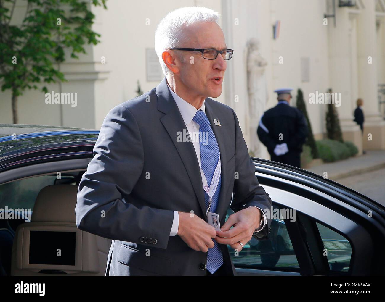 Secretary General of Interpol Juergen Stock get out of his car as he ...