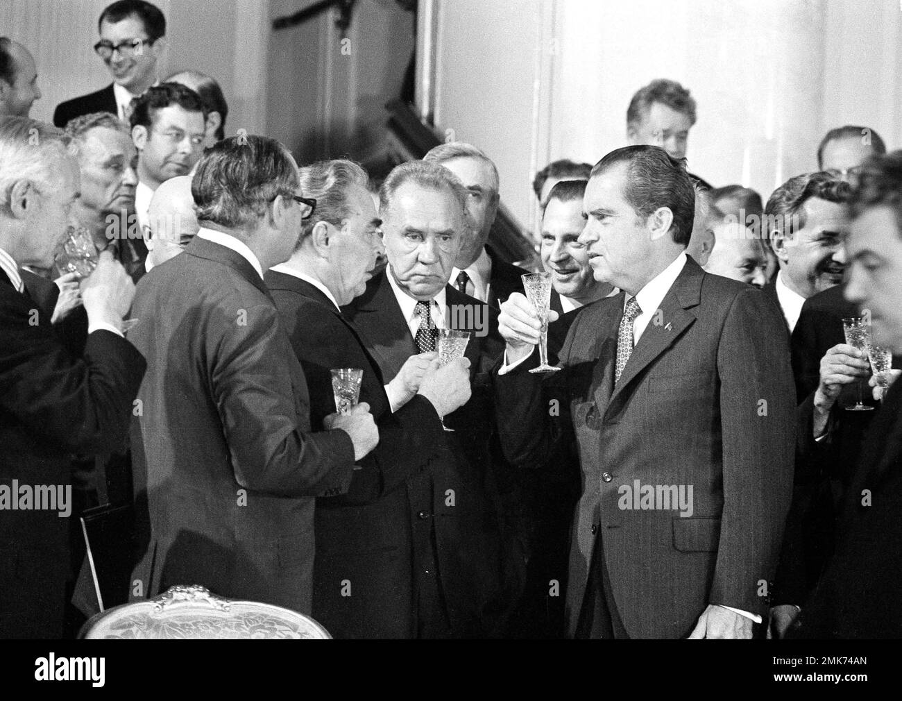 U.S. President Richard Nixon, Communist Party leader Leonid Brezhnev ...