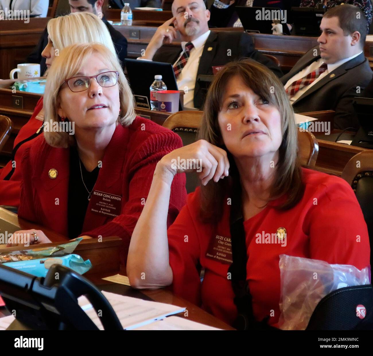 Kansas state Reps. Susan Concannon, left, R-Beloit, and Suzi Carlson ...
