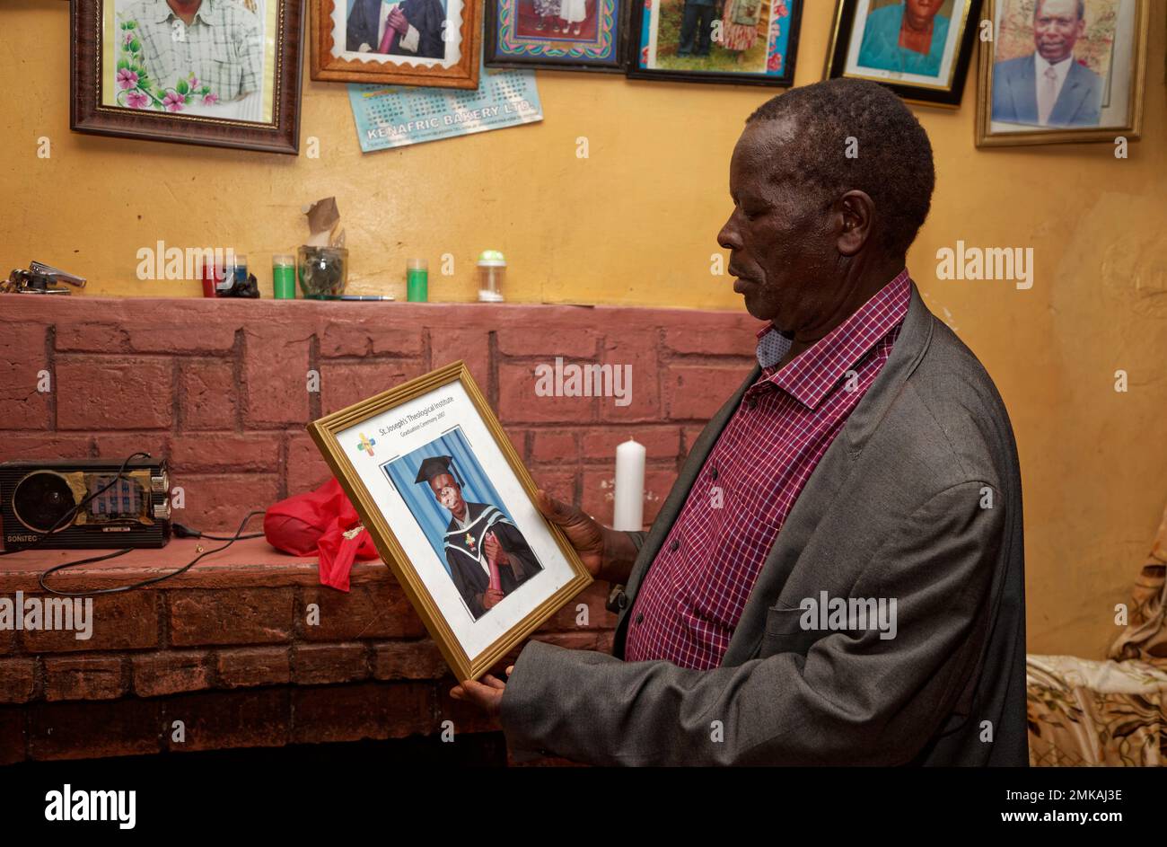 In this photo taken Thursday, March 14, 2019, George Mukua, the cousin ...