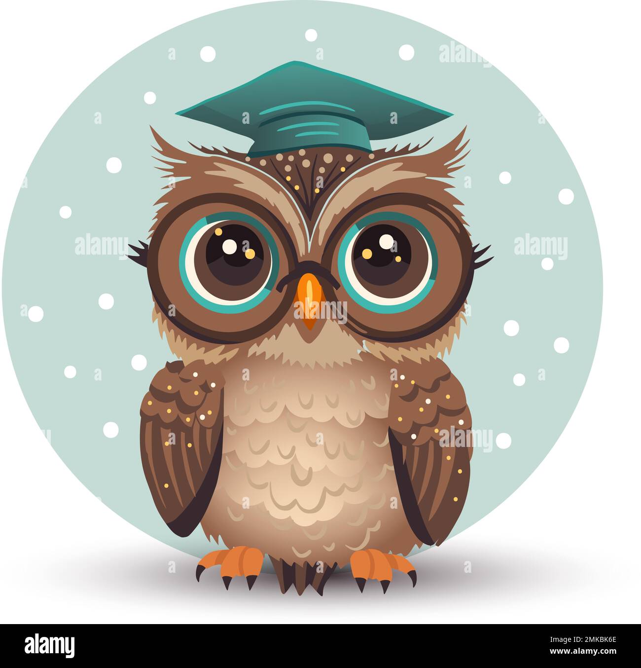 Cartoon niedliche Weise Eule mit einem Hutvektor-Charakter. Kluges Tier ...