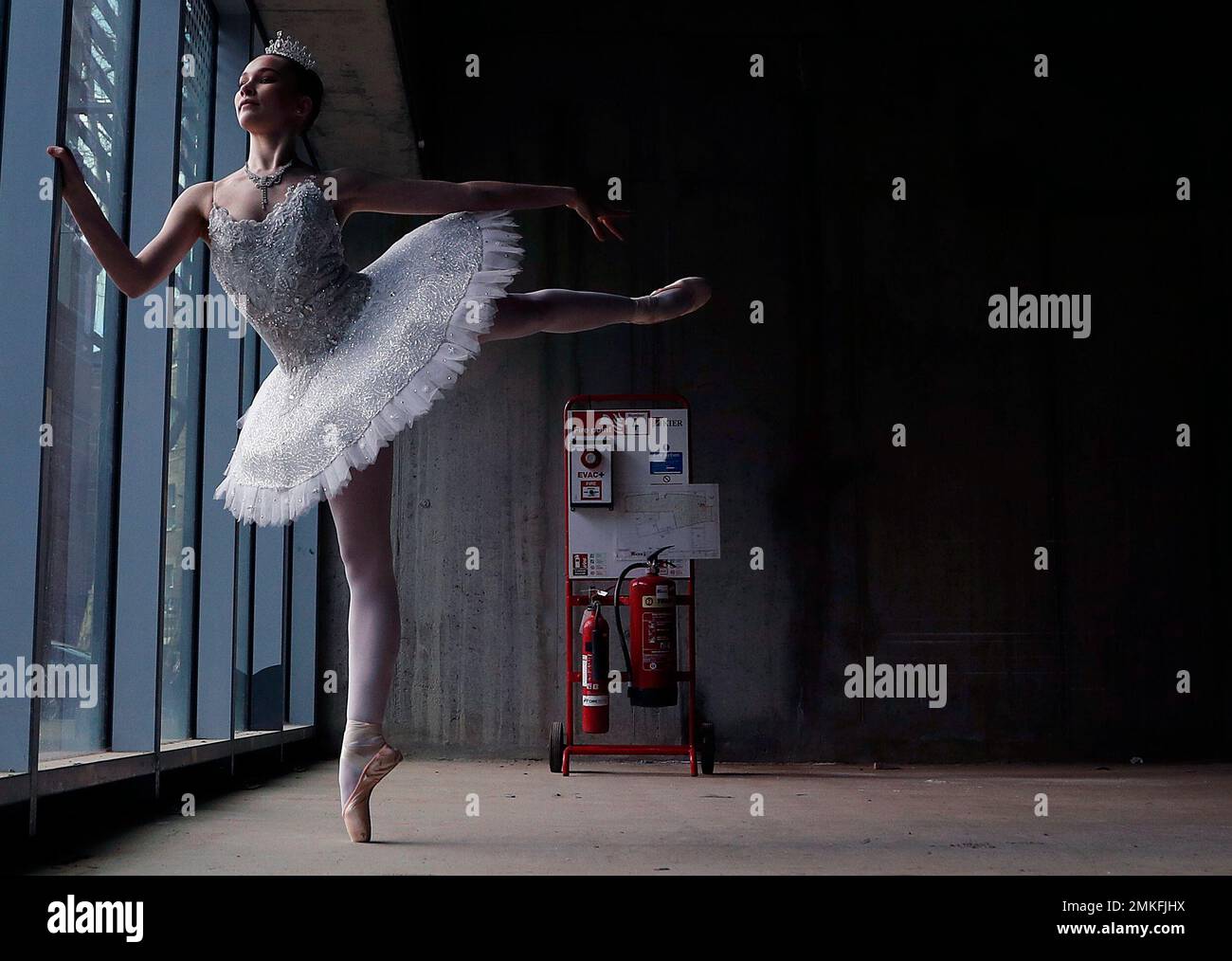 Ballet dancer Erin King of Ballet Central poses for photos as building ...