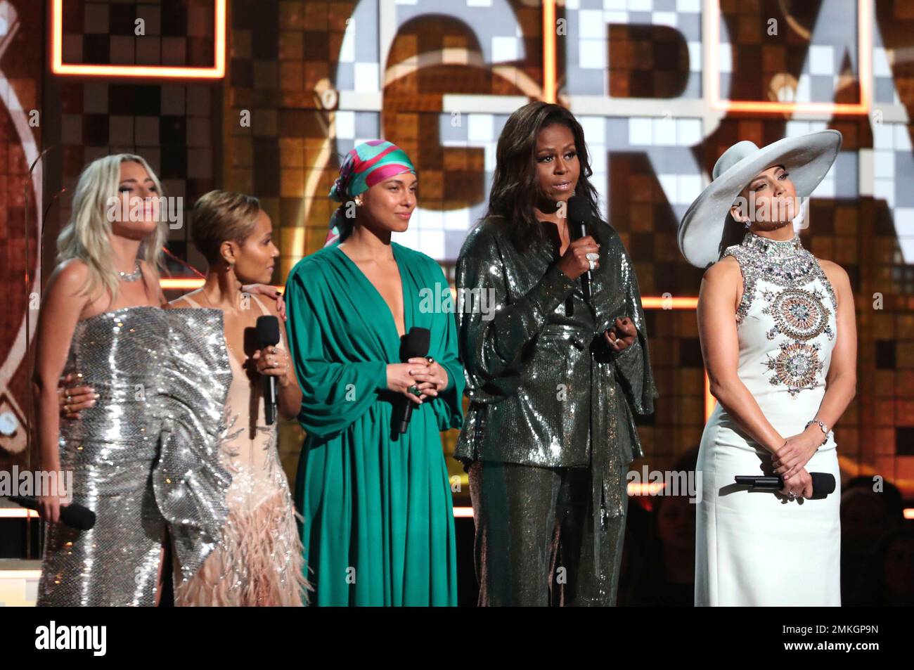 FILE - In this Feb. 10, 2019 file photo, Lady Gaga, from left, Jada ...