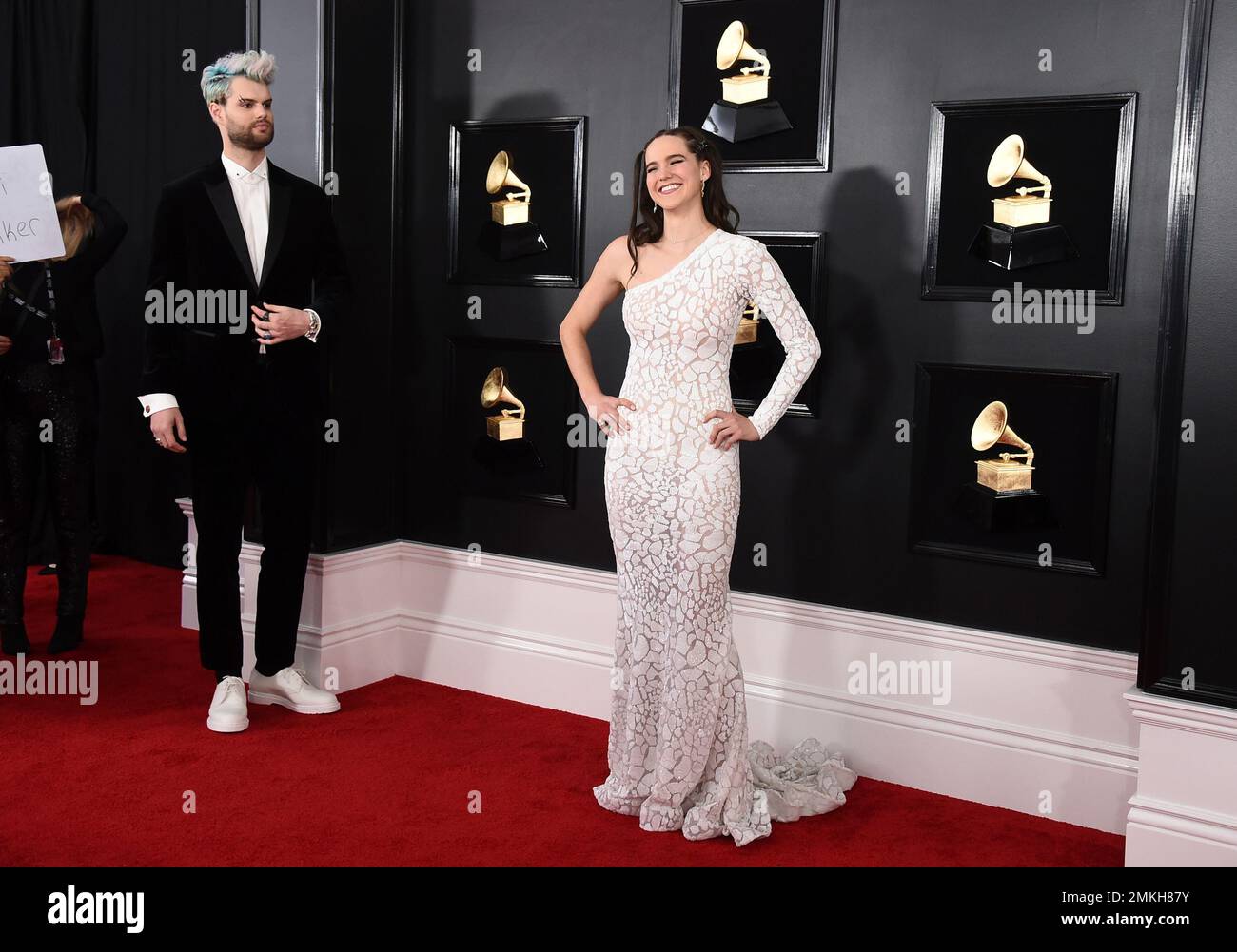 Tucker Halpern, left, and Sophie Hawley-Weld of Sofi Tukker arrive at ...
