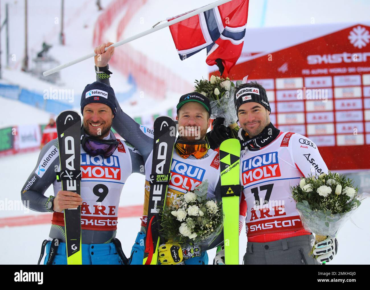 From left, runner-up Norway's Aksel Lund Svindal, the winner Norway's ...