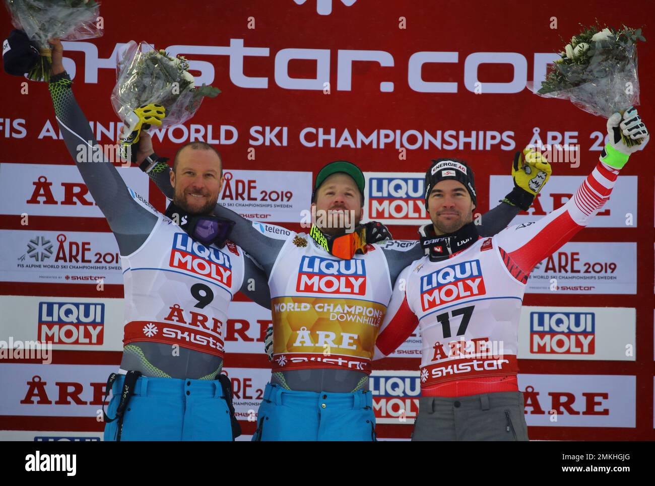 From left, runner-up Norway's Aksel Lund Svindal, the winner Norway's ...