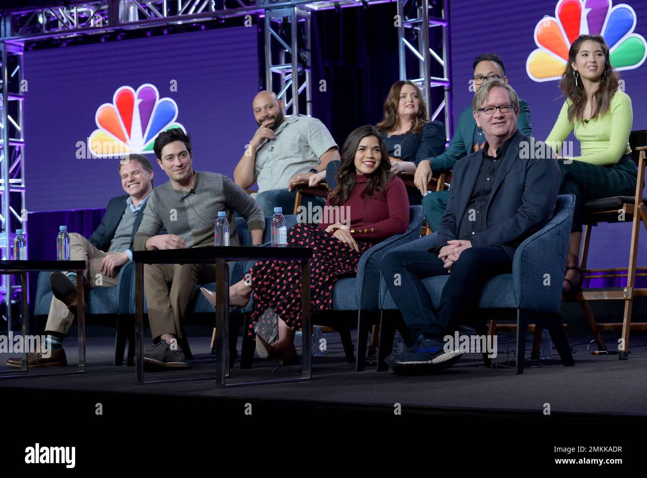Executive producer Justin Spitzer, from front row left, Ben Feldman ...