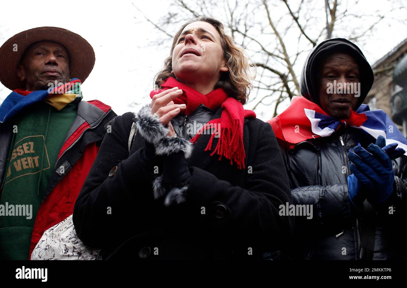 Protesters chant slogans in Paris, France, Sunday, Jan. 27, 2019. A ...