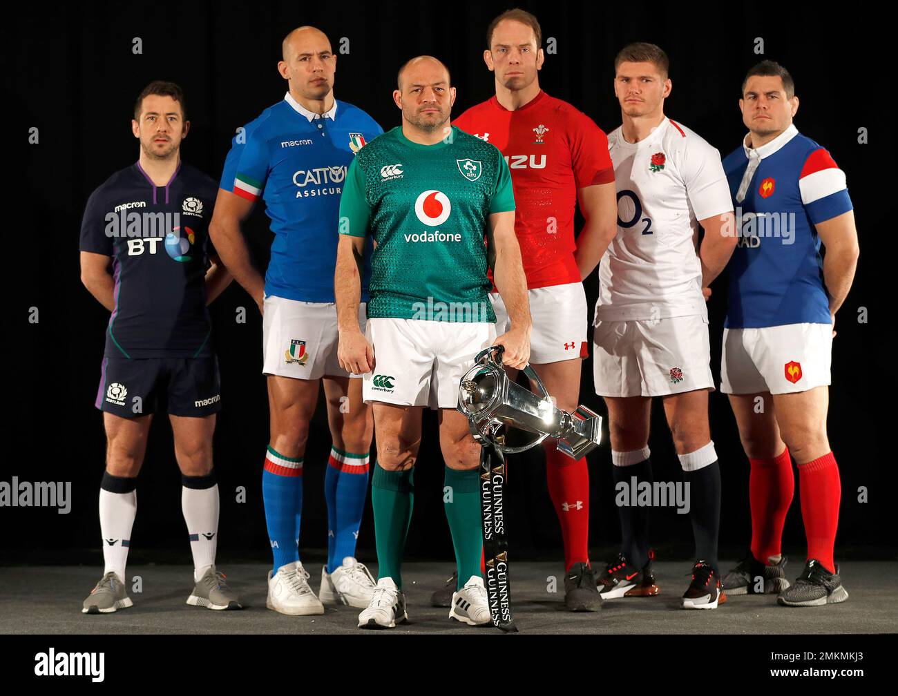 The team captains pose during a photocall for the launch of the Rugby ...