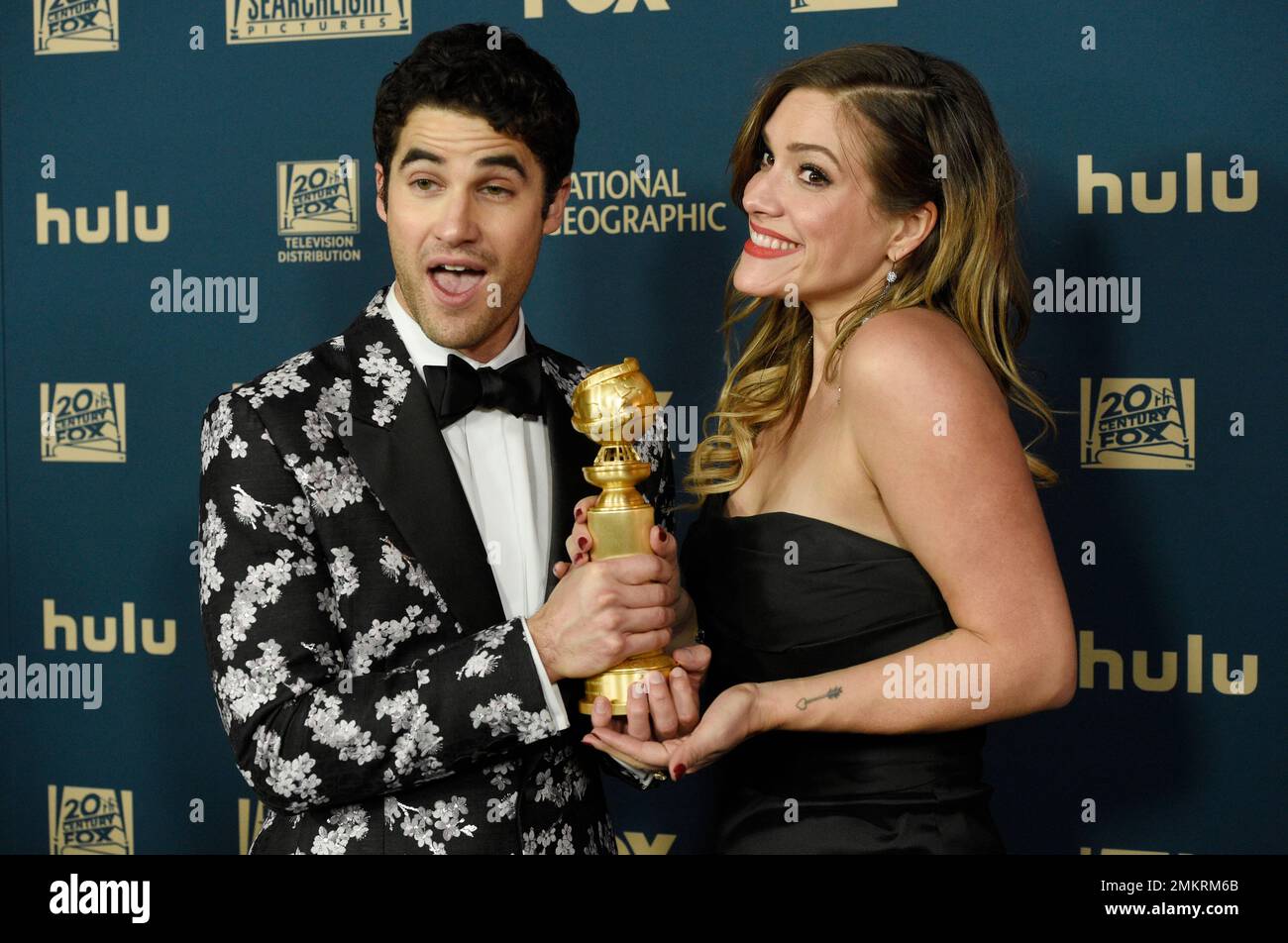 Darren Criss, left, winner of the award for best performance by an ...