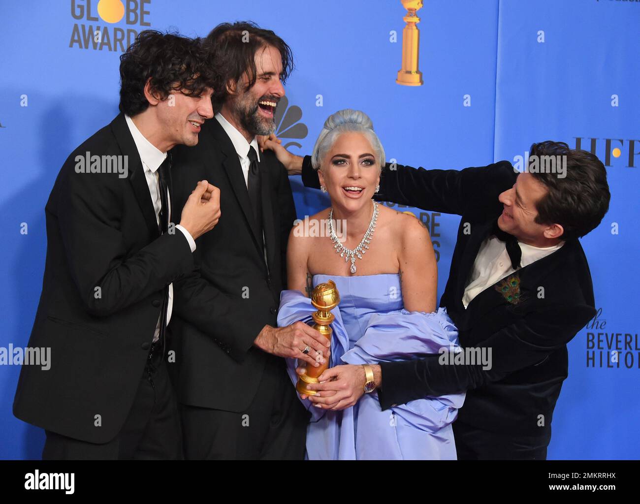 Anthony Rossomando, from left, Andrew Wyatt, Lady Gaga and Mark Ronson ...