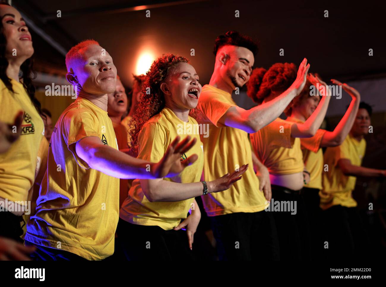 Contestants perform at the start of the Mr. & Miss Albinism East Africa ...