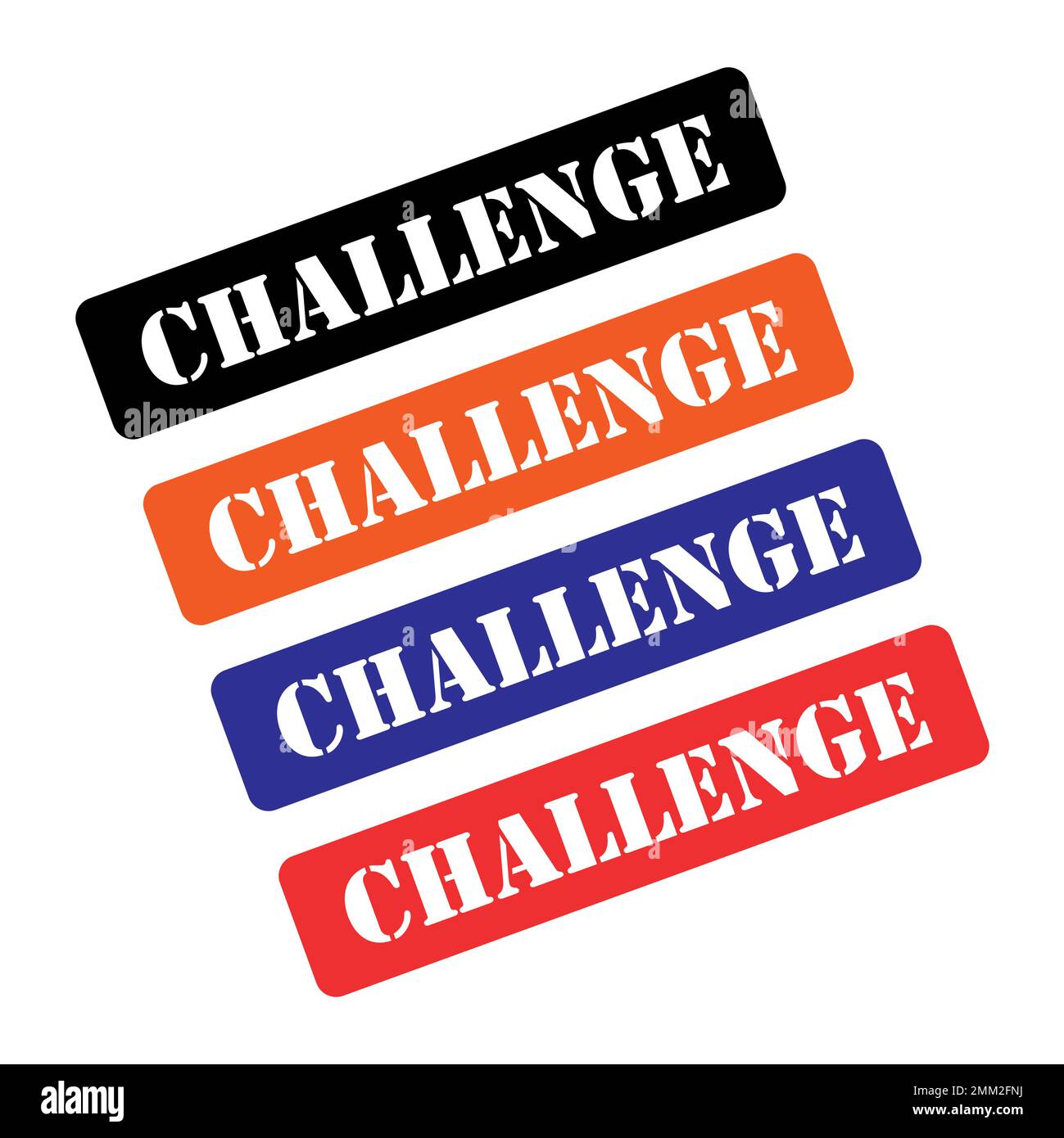 Set von Challenge-Stempel-Symbol, Label Aufkleber Schild-Taste, Text ...