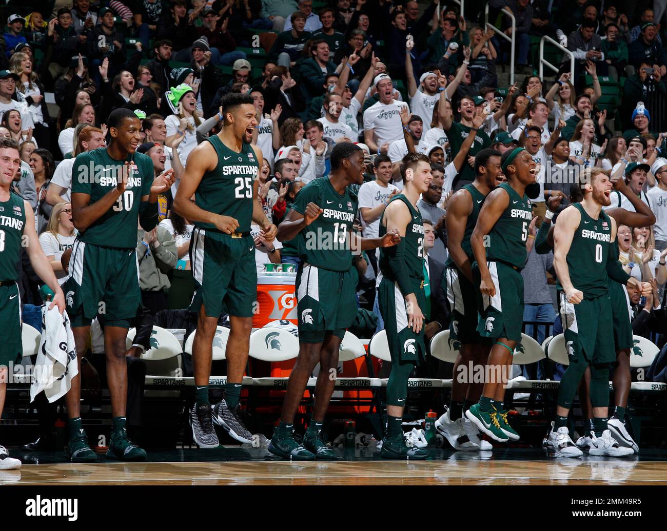 The Michigan State bench, including from left, Foster Loyer, Marcus ...