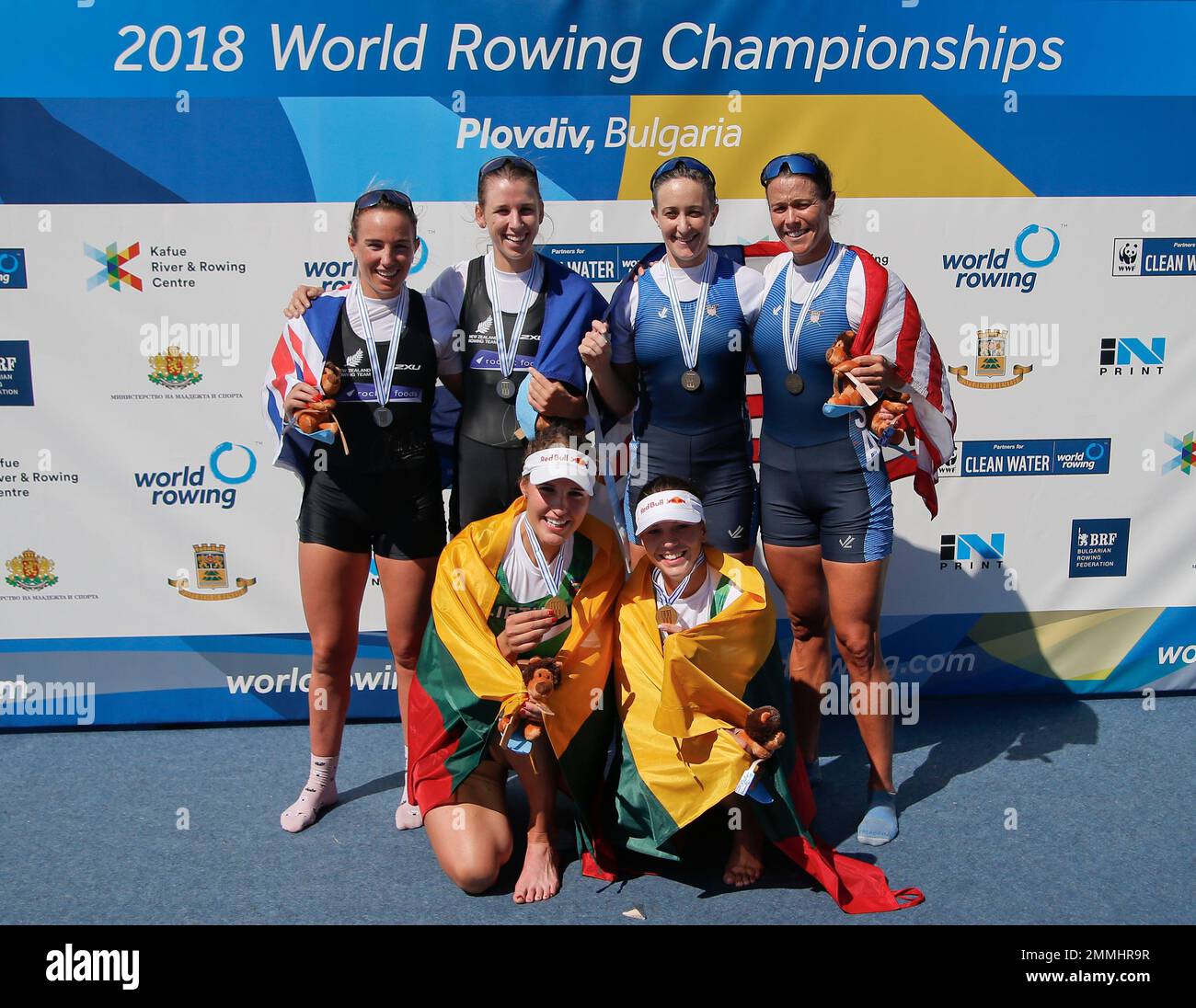 Gold medalists Lithuania's Milda Valciukaite, right, and Ieva ...