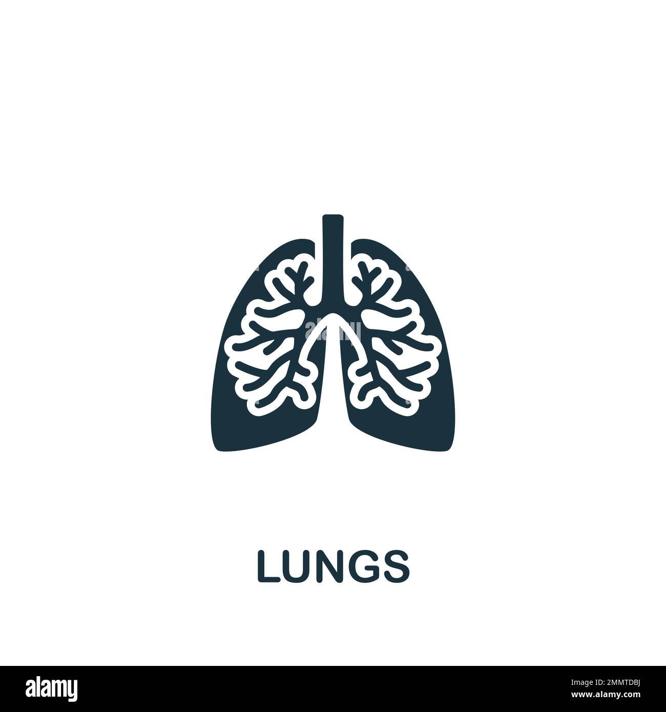 Symbol „Lunge“. Monochromes einfaches Zeichen aus der Anatomie-Sammlung ...