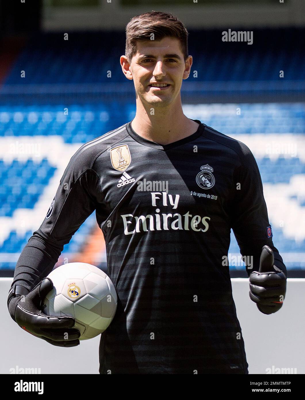 Belgian new Real Madrid soccer player Thibaut Courtois poses for the ...