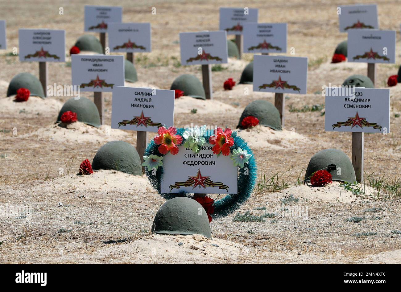 In this photo taken on Sunday, June 17, 2018, graves of Russian ...