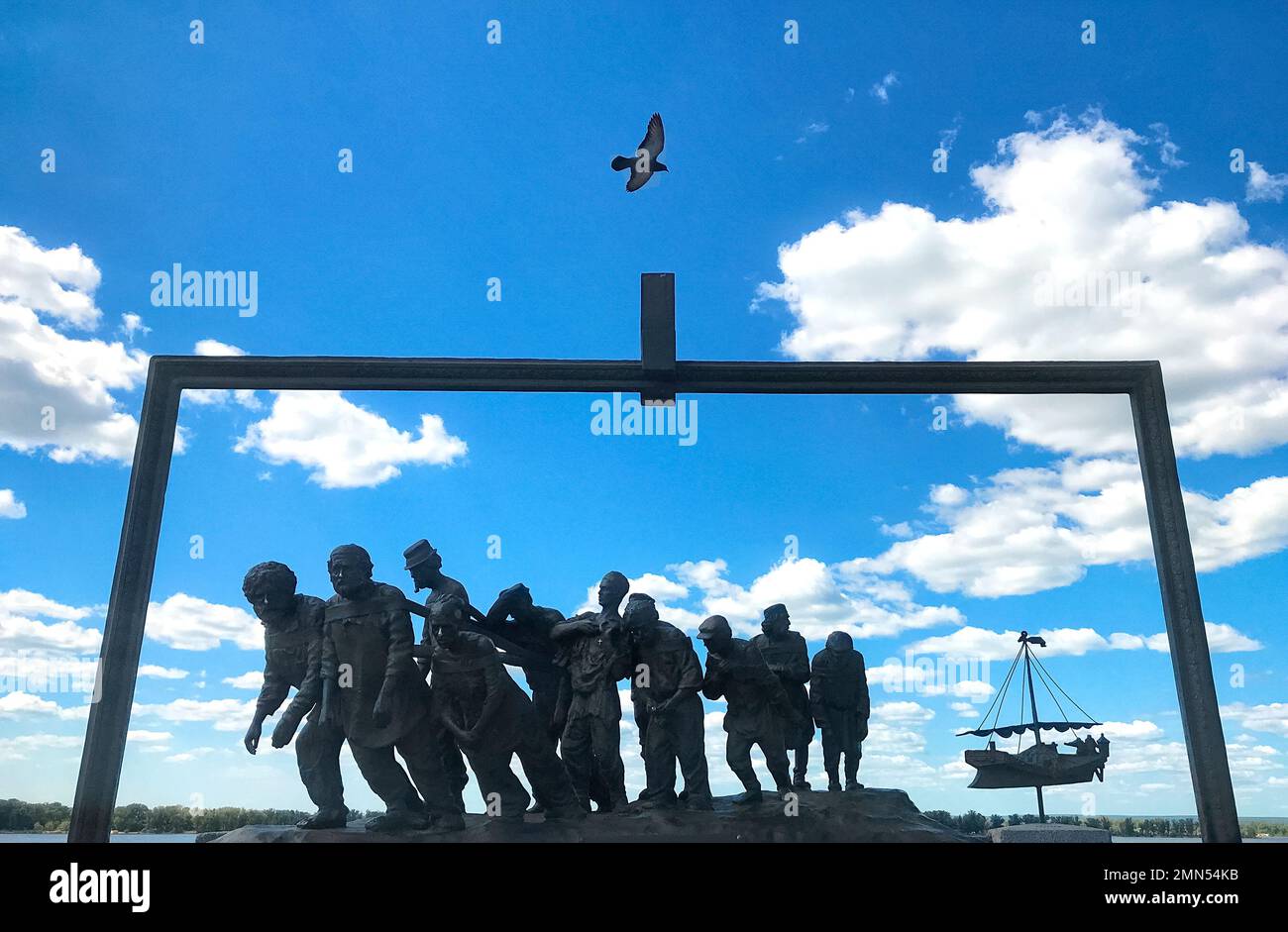 A bird flies above a sculpture celebrating the painting masterpiece ...
