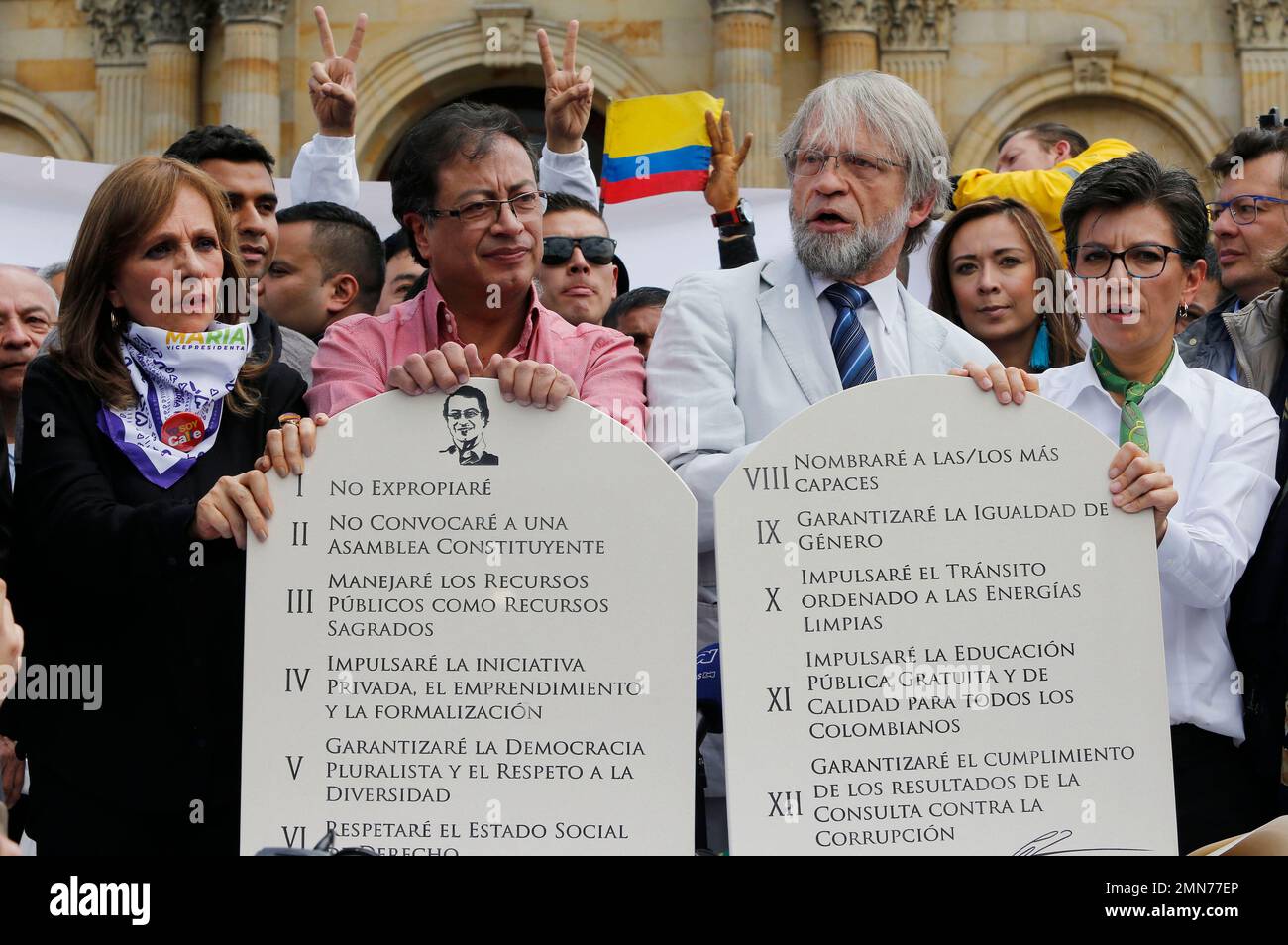 Gustavo Petro, second left, presidential candidate for Colombia Humana ...