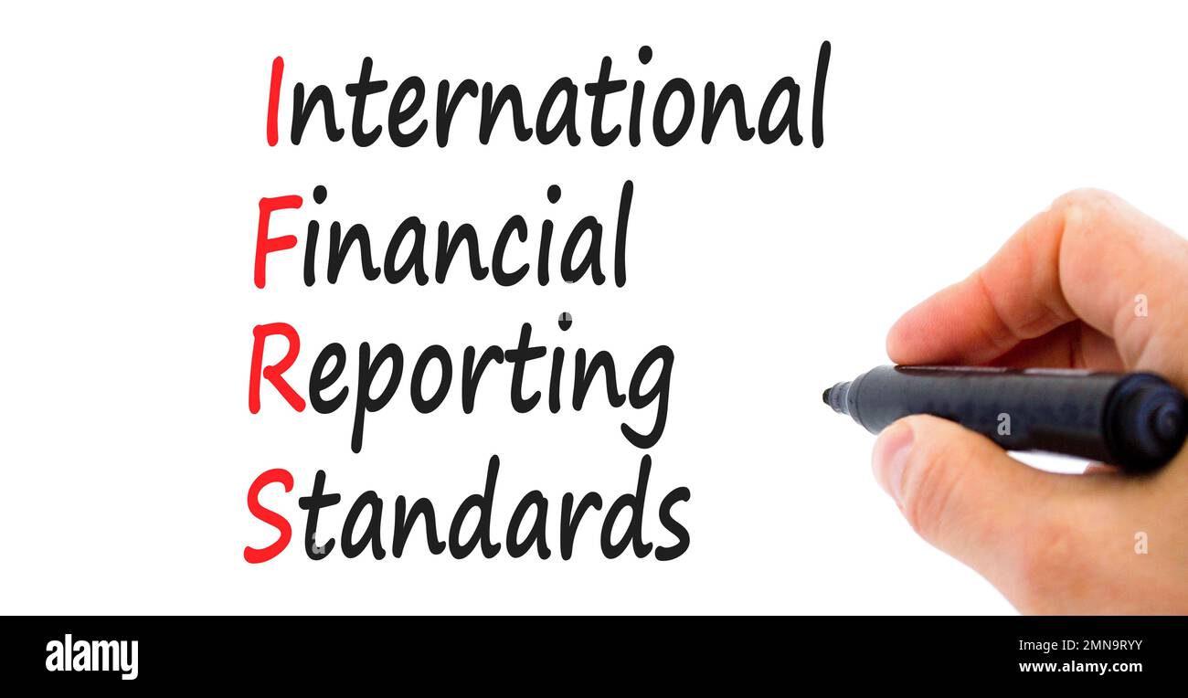 IFRS-Symbol. Konzeptbegriffe IFRS International Financial Reporting Standards auf einem ...