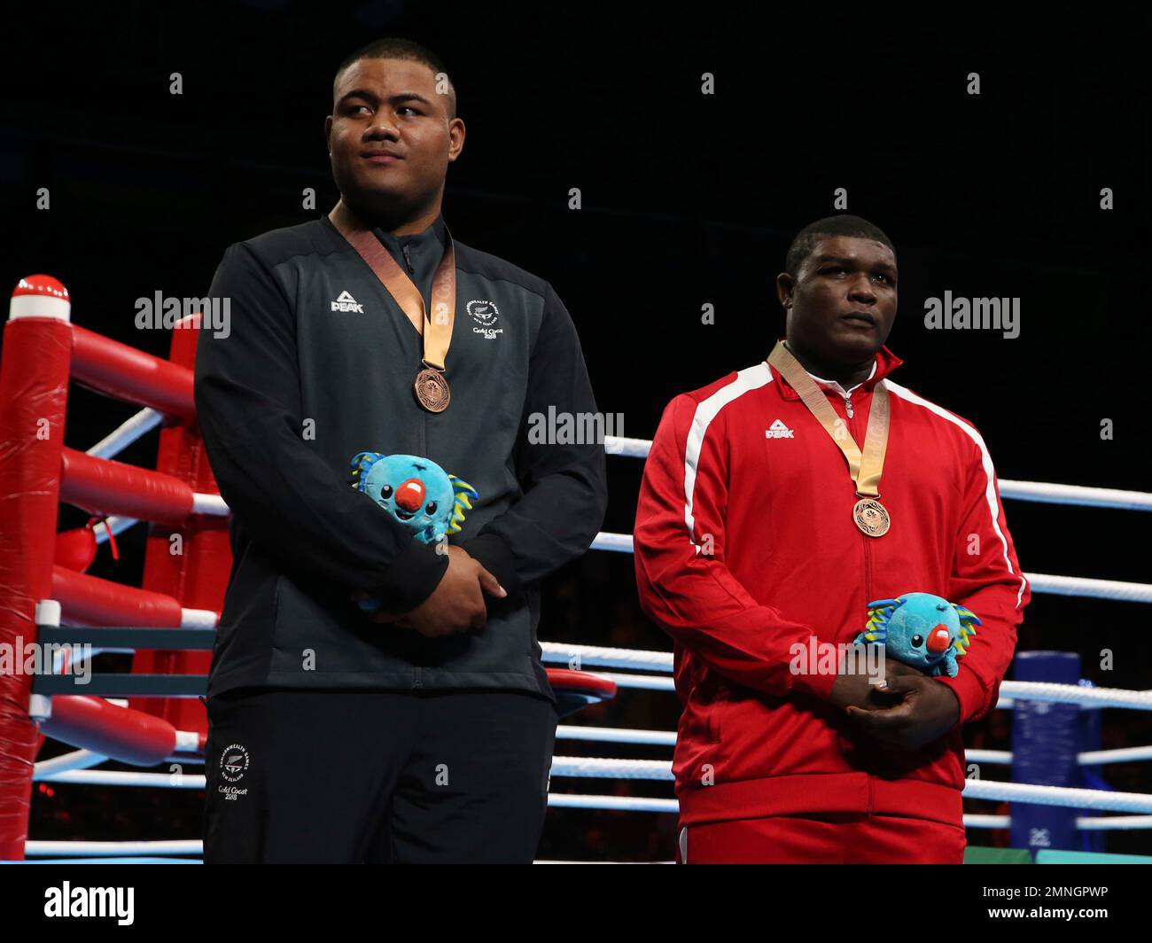 Bronze medalists Patrick Mailata of New Zealand,left, and Keddy Agnes ...