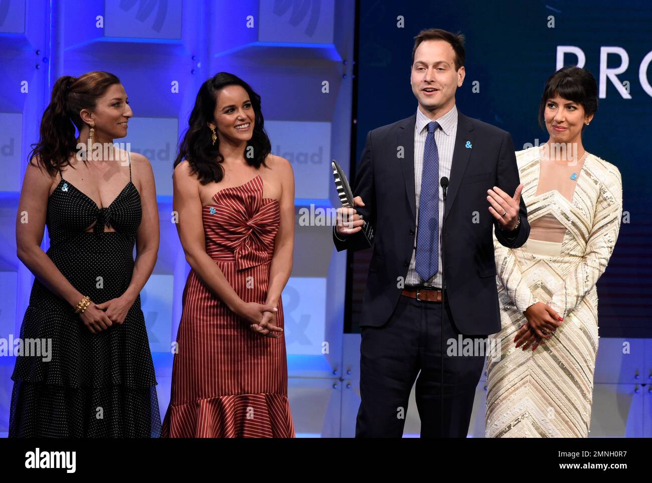 Creator Daniel J. Goor, second right, and the cast of "Brooklyn Nine ...