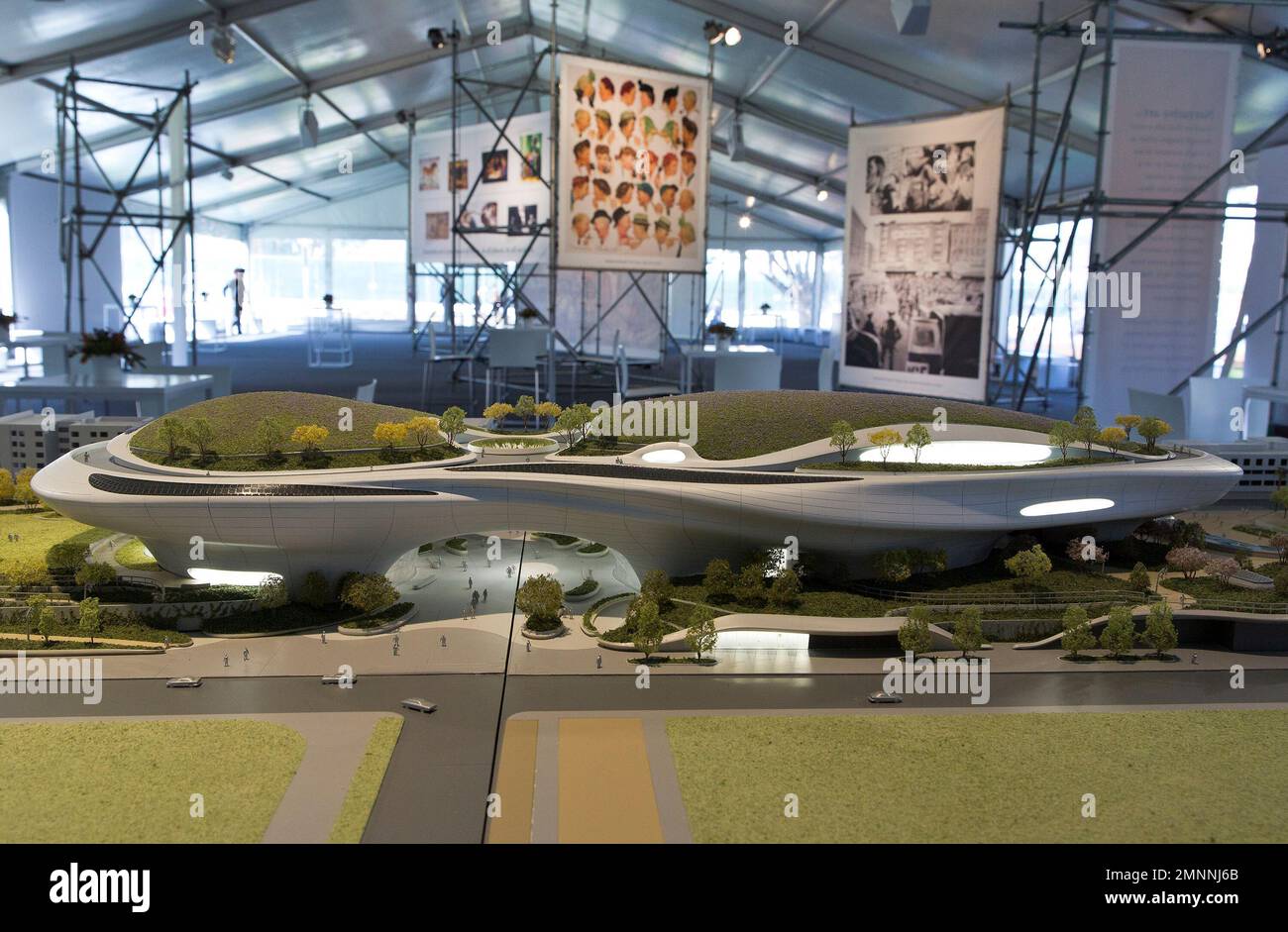 An architectural model of the Lucas Museum of Narrative Art iconic ...