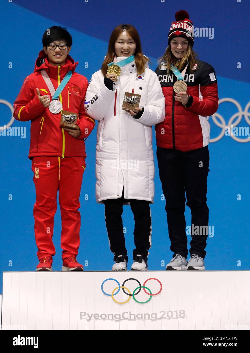 Medalists in the women's 1500 meters short track speedskating, from ...