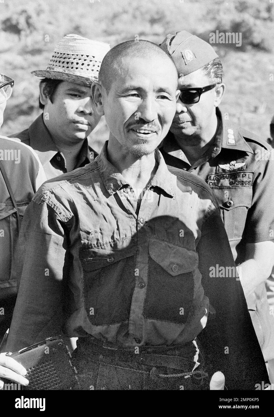 Japanese World War II straggler Hiroo Onoda is pictured when he finally ...