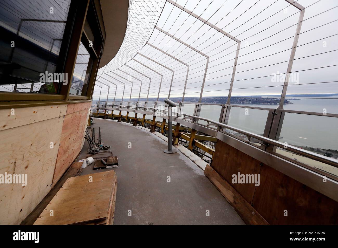 Parts of the exterior observation deck wall have been removed at the ...