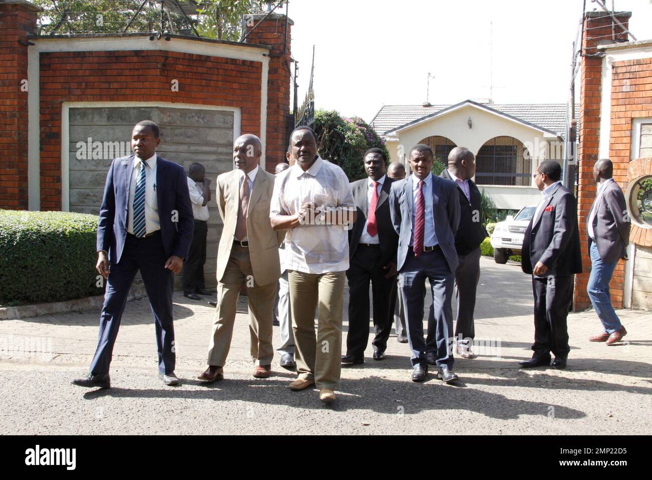 Former Kenyan vice president Kalonzo Musyoka walks, outside his home to ...