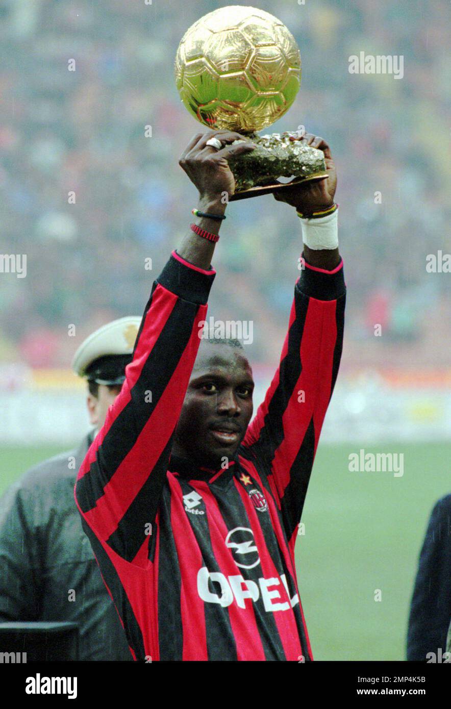 FILE - In this Sunday, Jan. 7, 1996 file photo AC Milan's George Weah ...