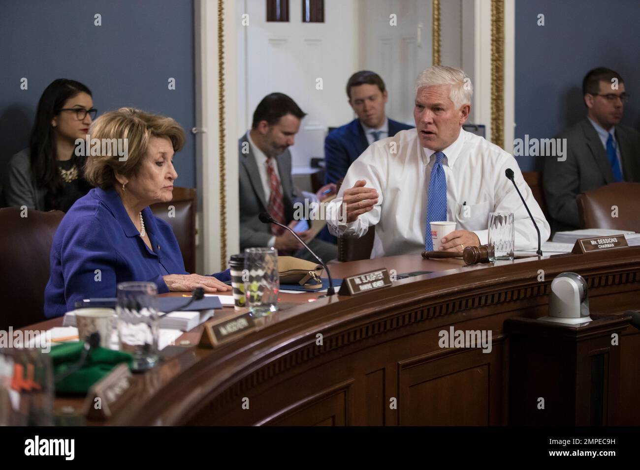 House Rules Committee Chairman Pete Sessions, R-Texas, right, confers ...