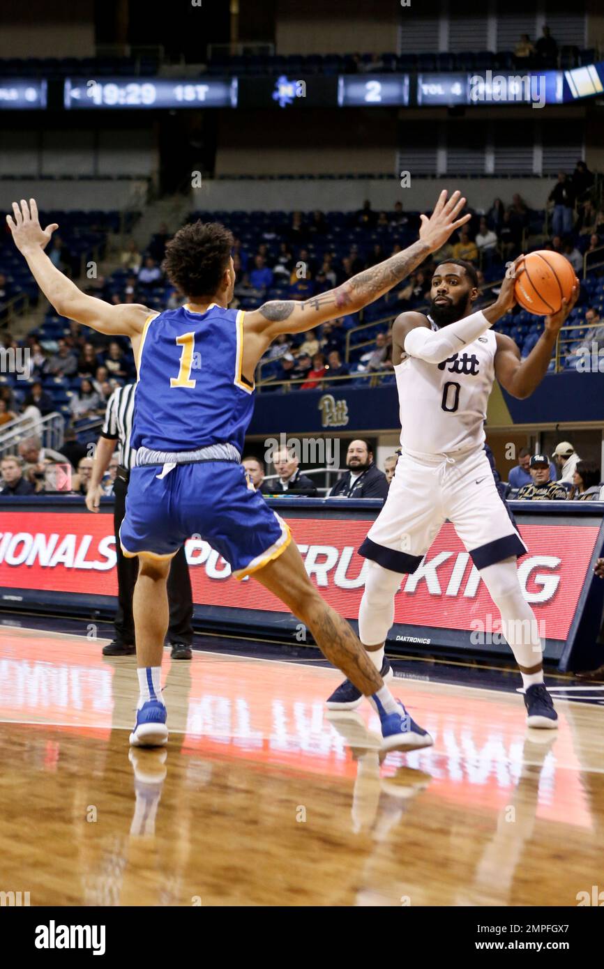 Pittsburgh's Jared Wilson-Frame (0) looks to pass as McNeese State's ...