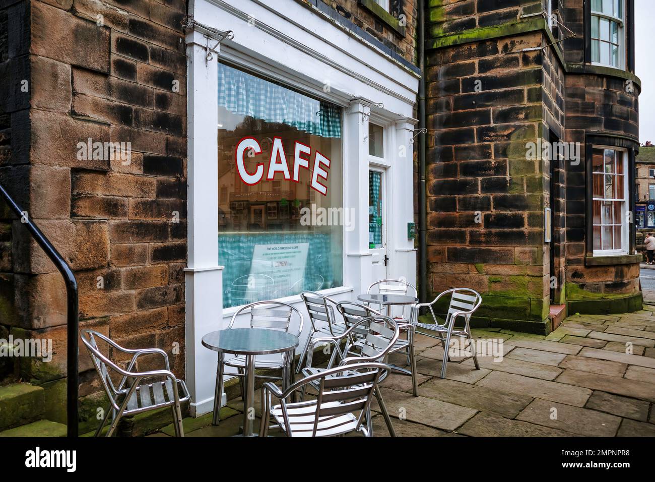 Holmfirth Yorkshire UK Jan 2023 vor Sid's Cafe aus der Fernsehserie ...