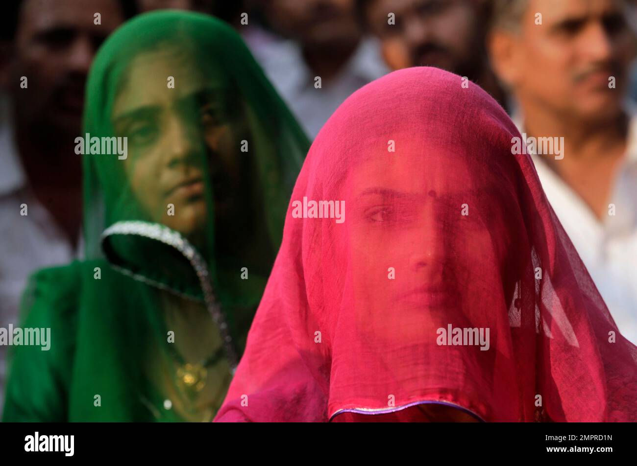 In this Nov, 20, 2017, file photo, veiled members of India's Rajput ...
