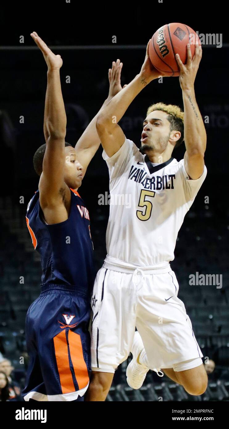 Vanderbilt's Matthew Fisher-Davis shoots over Virginia's Devon Hall ...