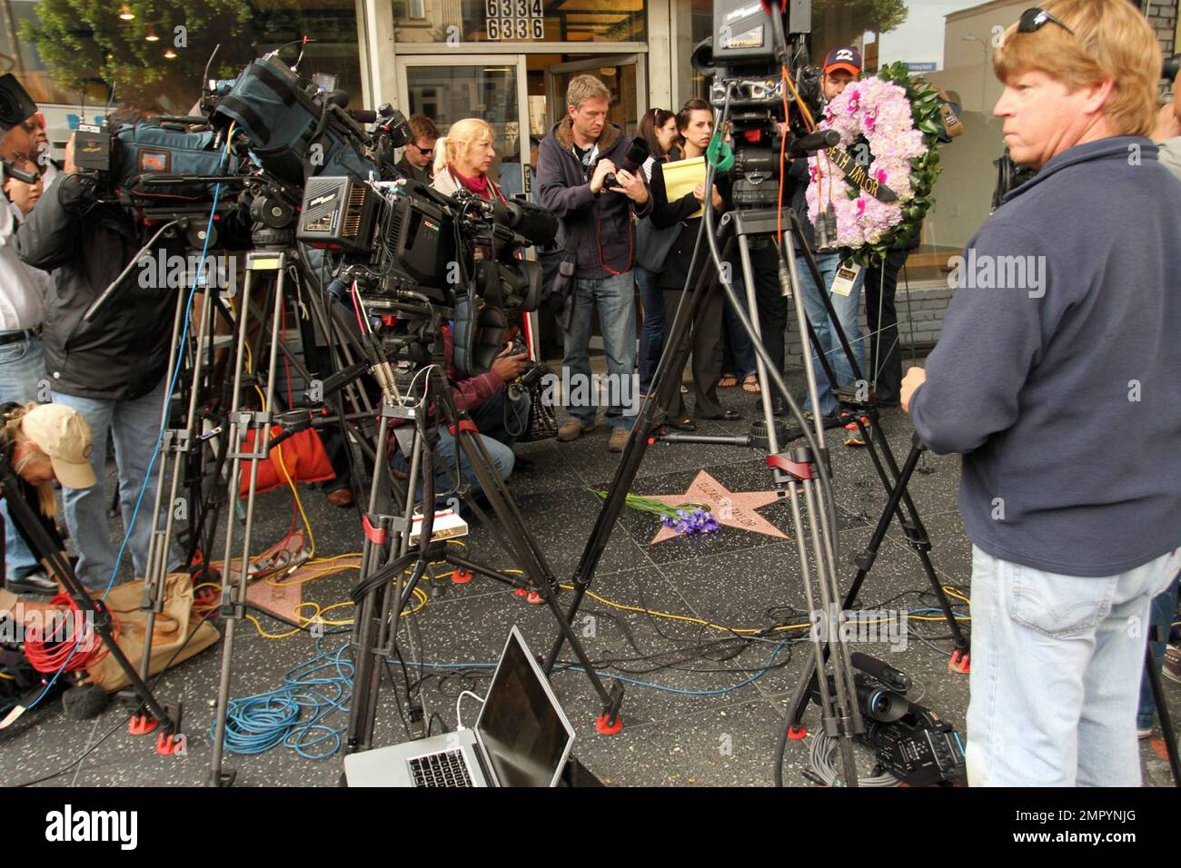 Nicht lange nach ihrem Tod wurde ein Kranz auf den Hollywood Walk of ...