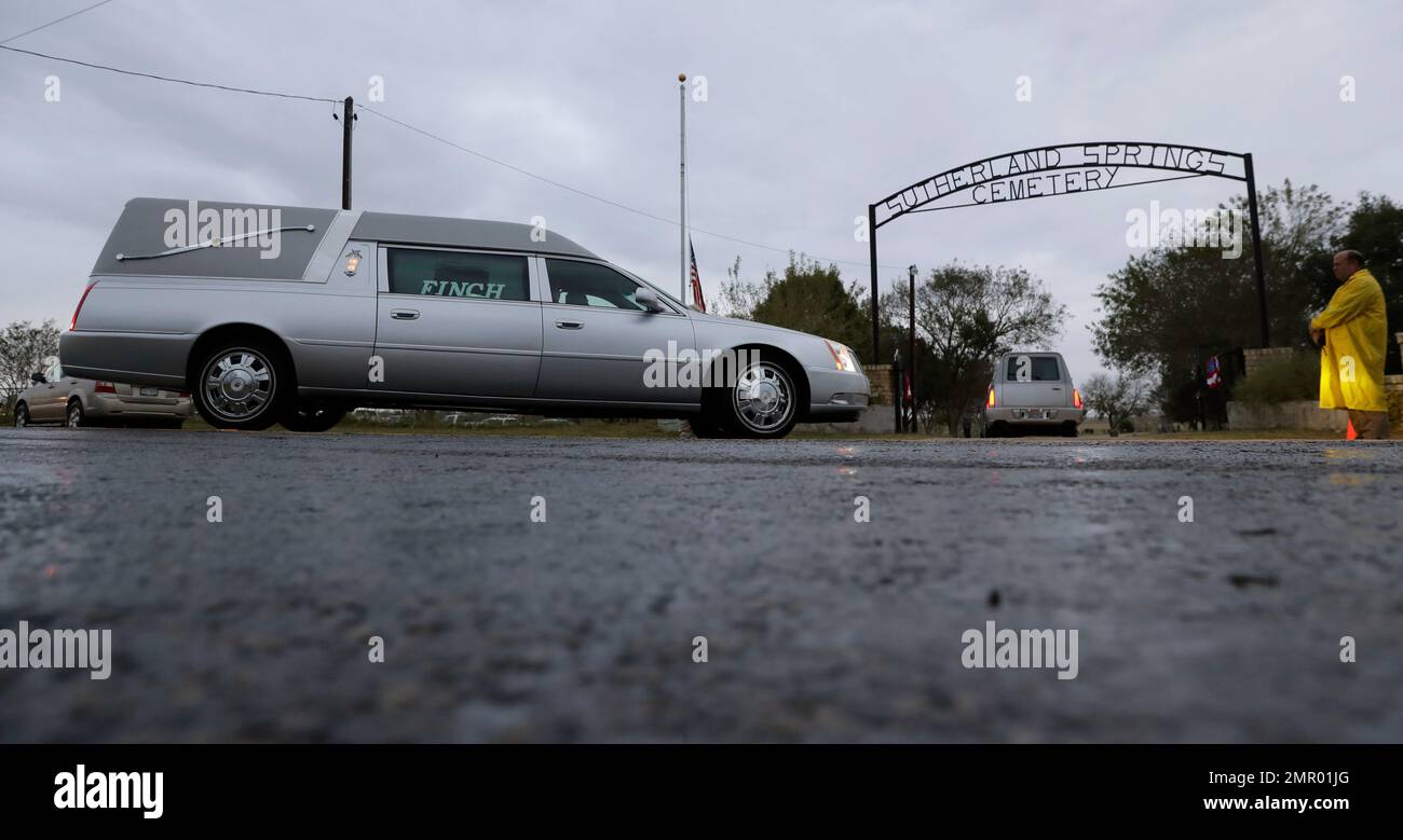 Two hearses arrive with the caskets of Richard and Therese Rodriguez at ...