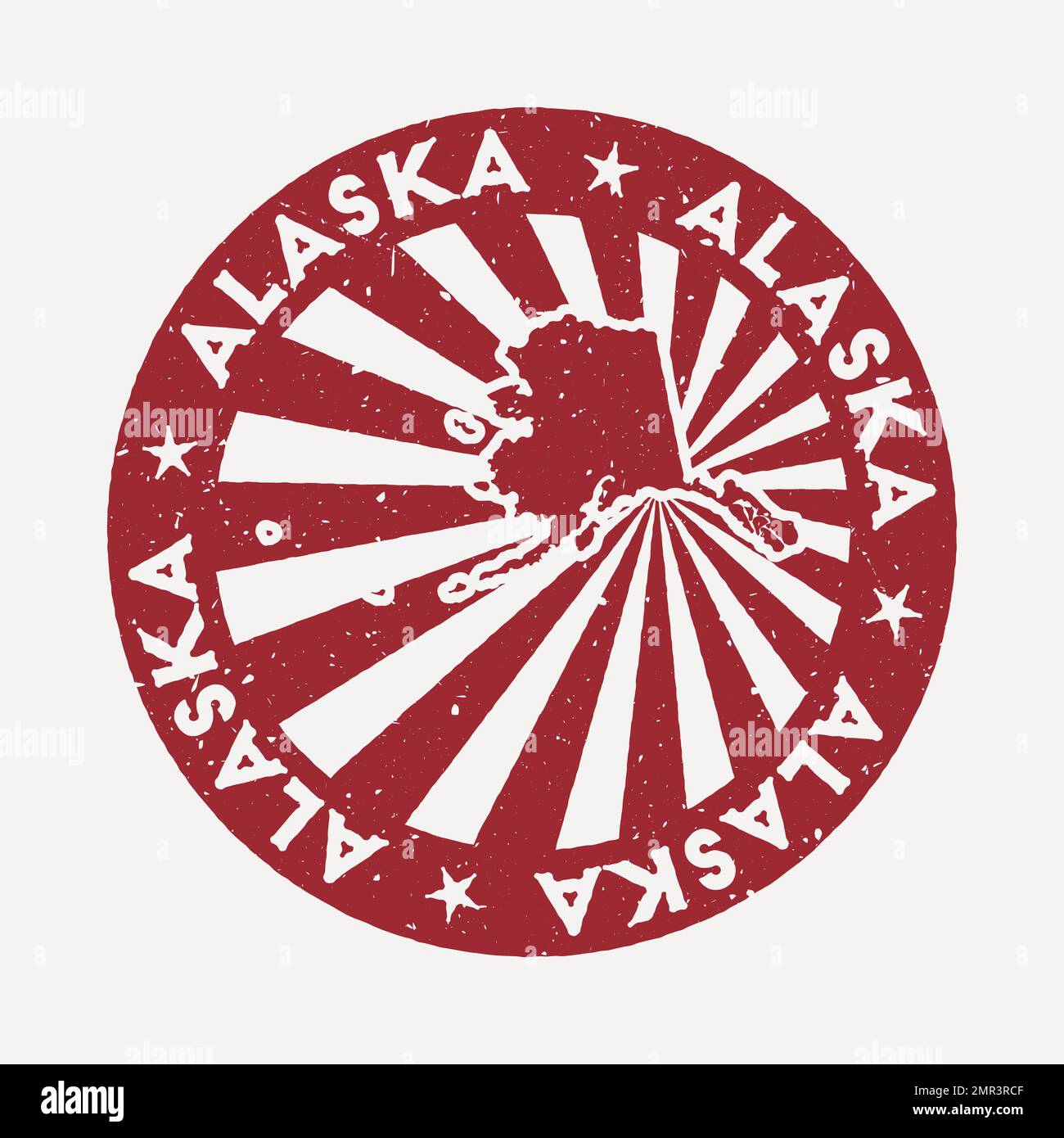 Alaska-Briefmarke. Reise mit rotem Gummistempel mit der Karte des US ...
