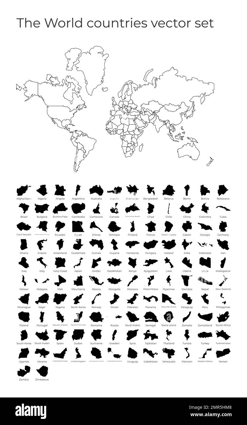 Die Weltkarte mit Formen von Regionen. Leere Vektorkarte der Welt mit ...