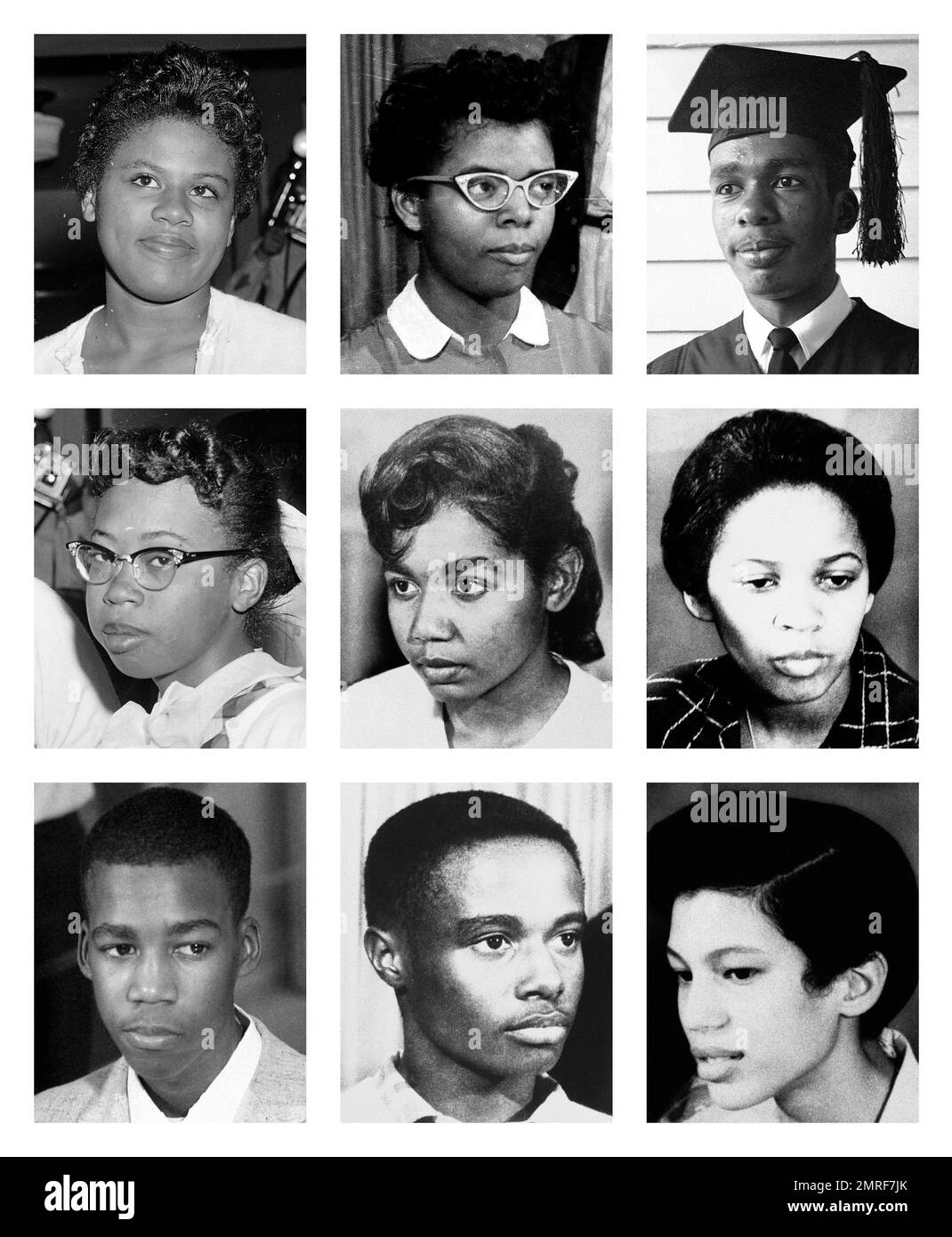 This combination of file photos shows the nine black teenagers who had ...