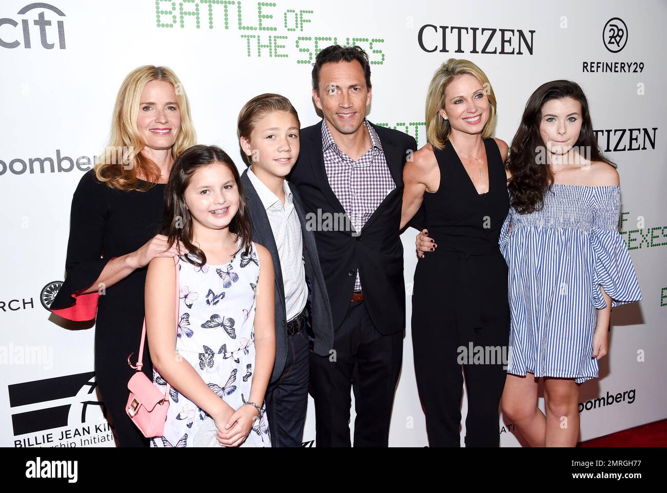 Actress Elisabeth Shue, left, poses with her brother Andrew Shue and ...