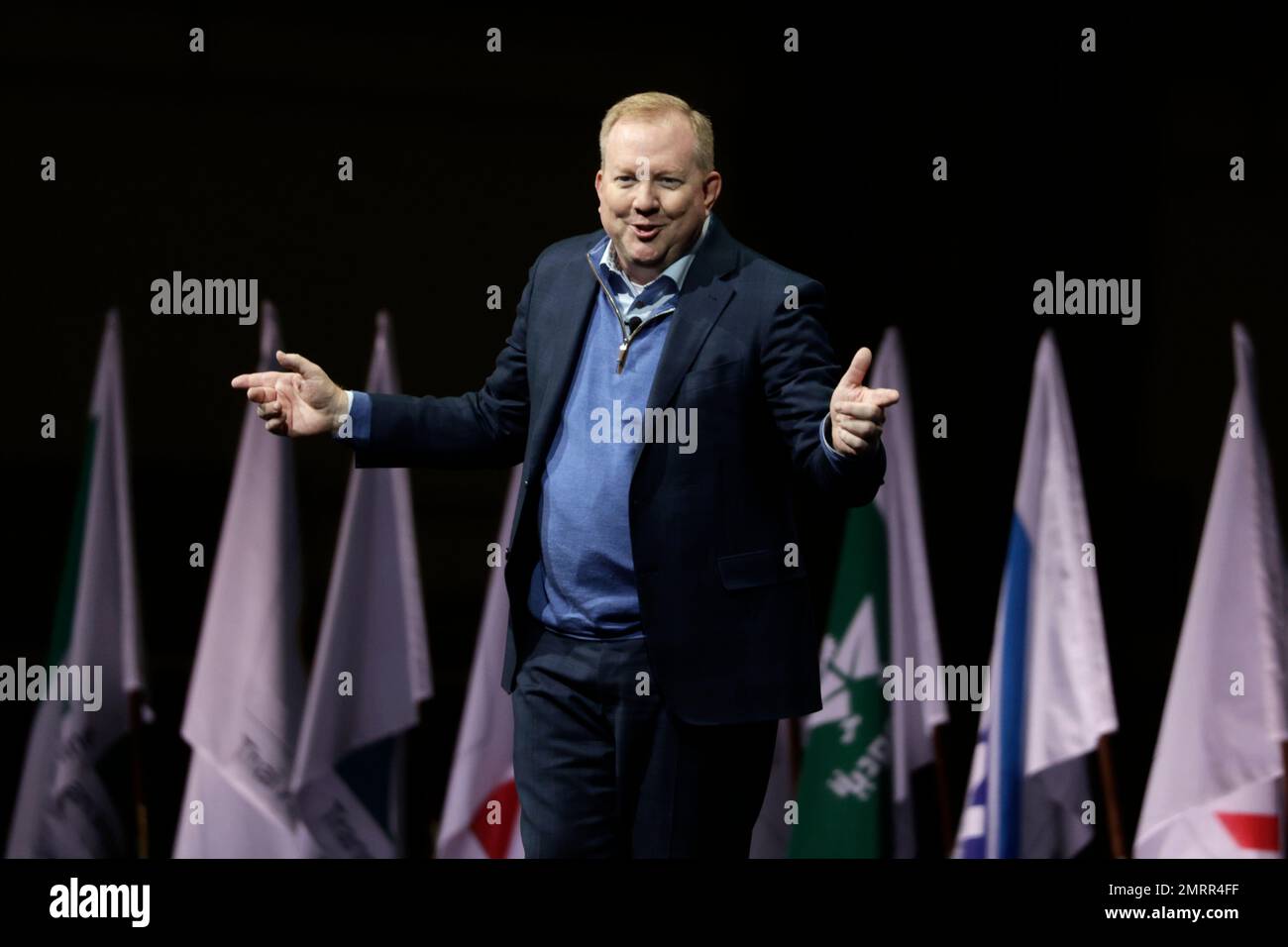 Boeing Commercial Airplanes CEO Stan Deal speaks on stage during a ...